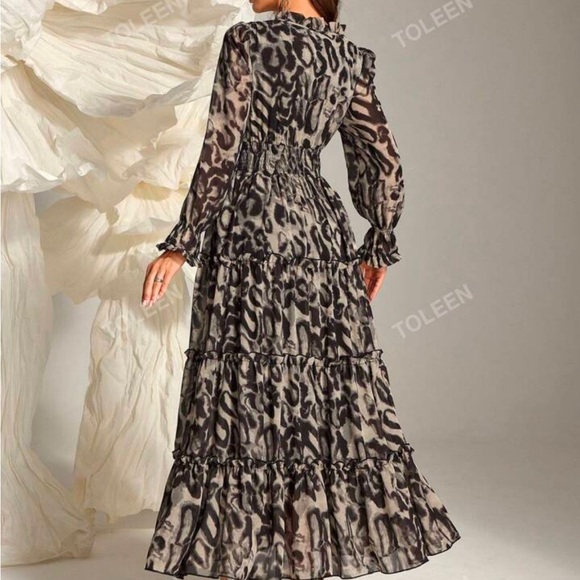 Toleen | Dresses | Nwt Toleen Animal Print Maxi Dress Chiffon Sheer ...